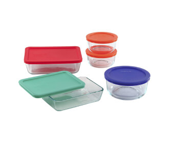 Pyrex Simply StoreGlass Meal Prep Food Container Set with Multi-Colored ...